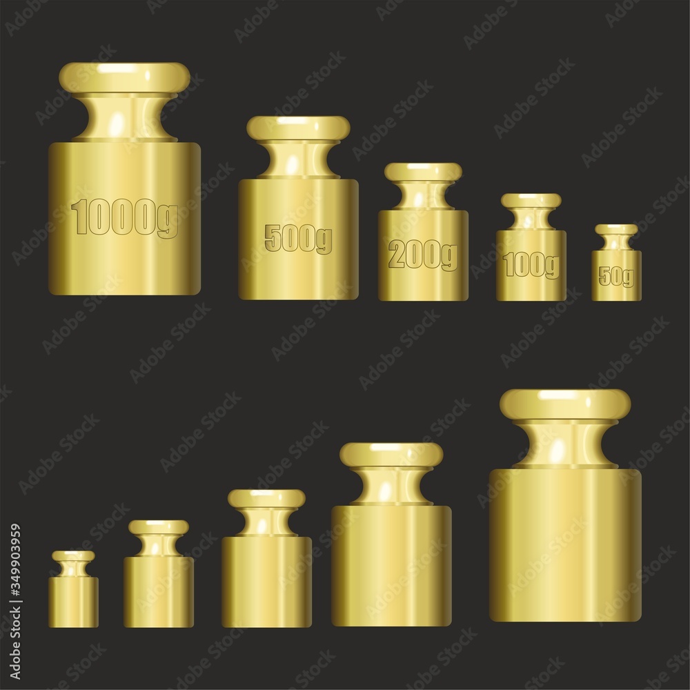 Metal weights to determine weight. Calibration weights. Calibration ...