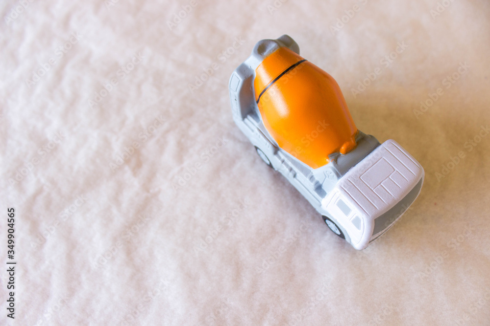 top view of concrete truck mixer on rough white-grey background. Free ...