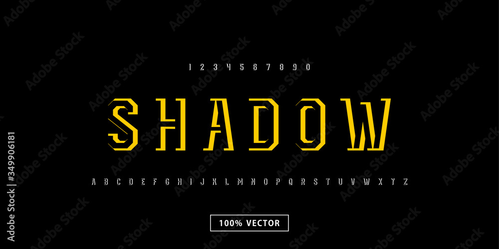 Shadow fonts technology typography alphabet fonts with lighting and ...