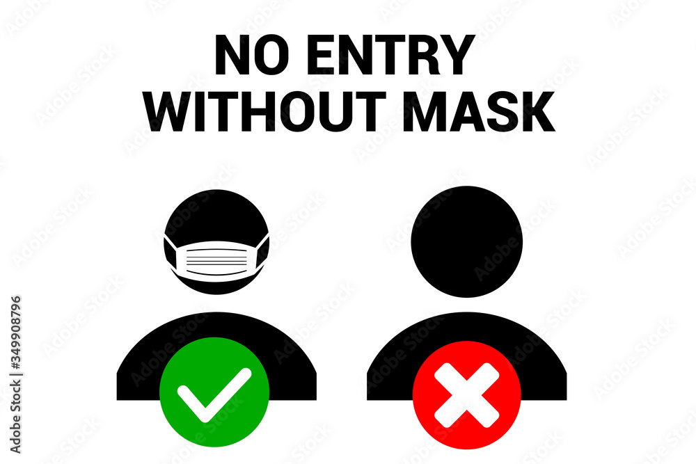 No Entry Without Face Mask or Wear a Mask Icon. Vector Image Stock ...