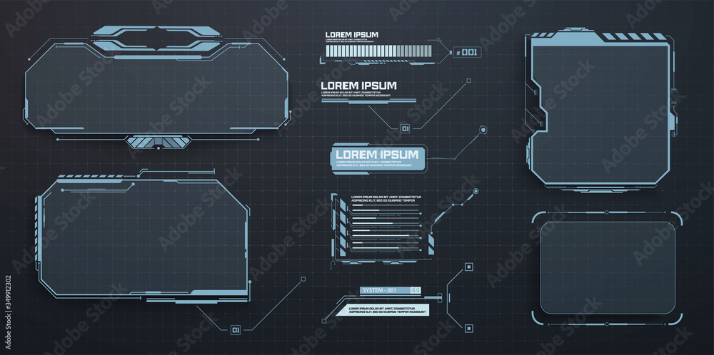 Techno frame, interface. Virtual grid display ui hologram user ...