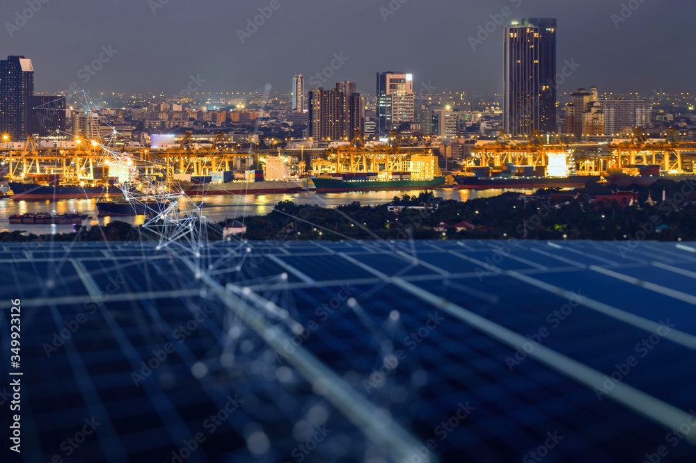 Smart Logistic port and renewable Energy Digitalization concept.solar ...