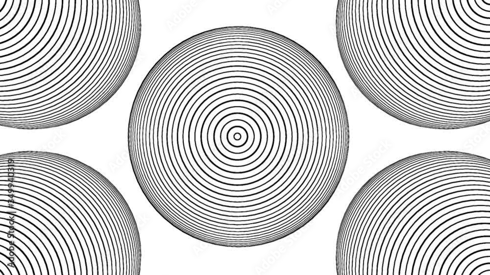 Optical illusion black and white seamless looping hypnotic circles ...