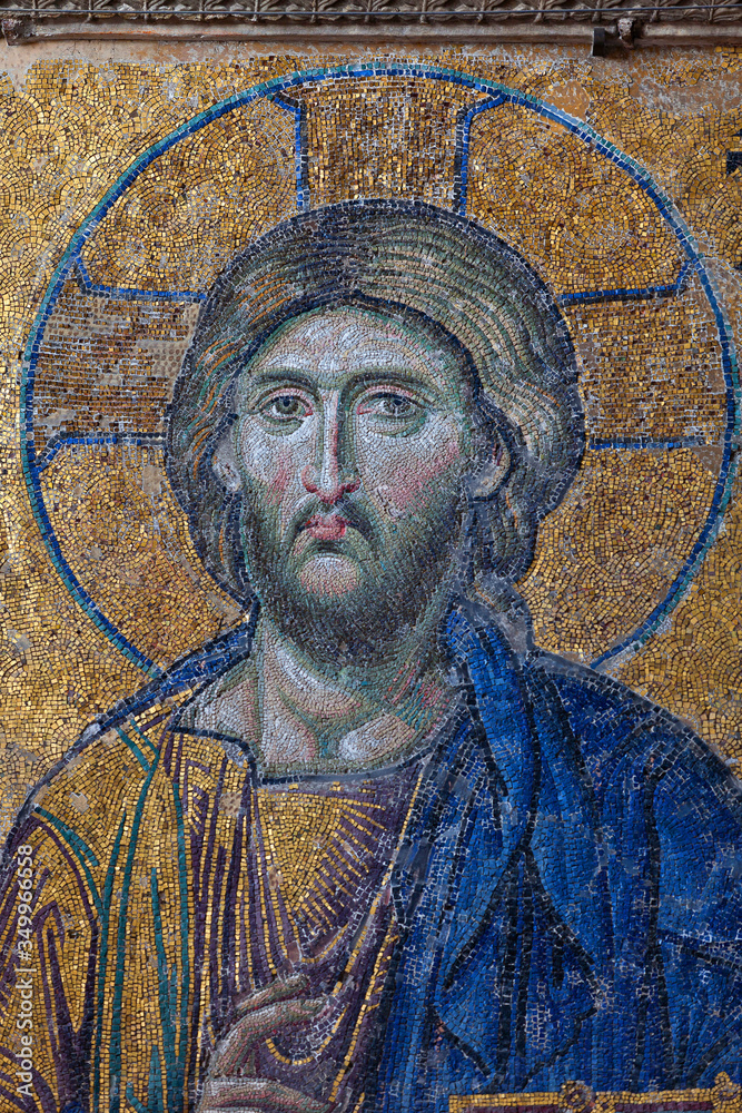 Jesus Christ, a Byzantine mosaic in the interior of Hagia Sophia Stock ...
