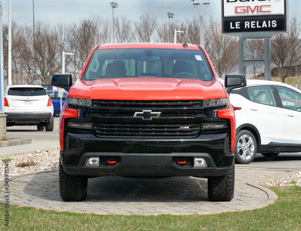Red Chevy Z71 Silverado car. Stock Photo | Adobe Stock
