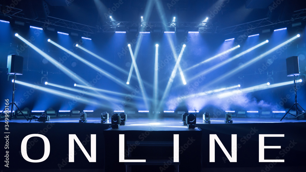 Stage for live concert Online transmission. Business concept for a ...