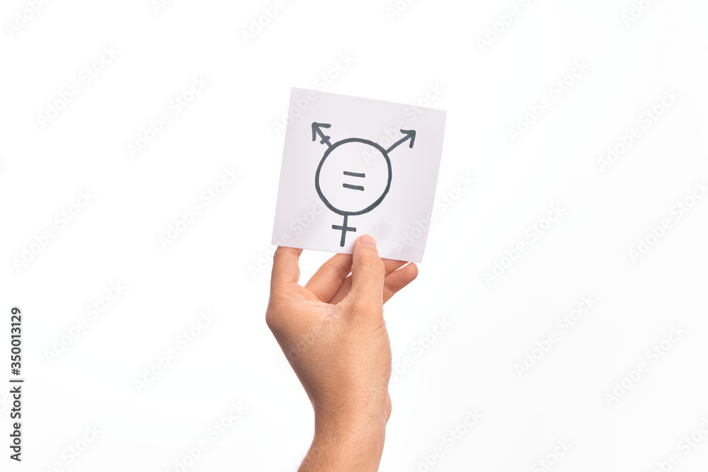 Cardboard banner with transgender symbol, supporting trans people ...