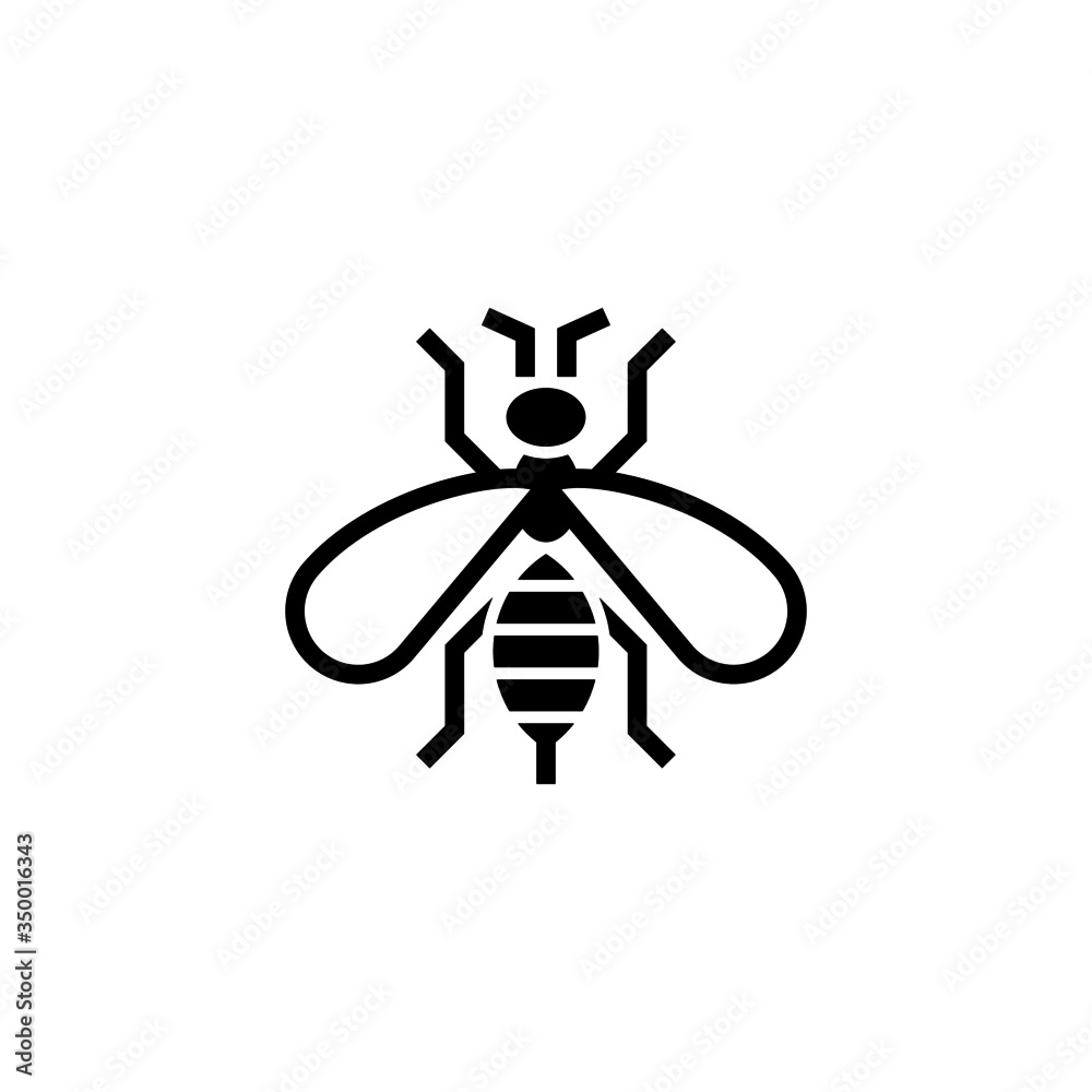 Wasp vector icon, wasp icon symbol sign in black flat shape design on ...