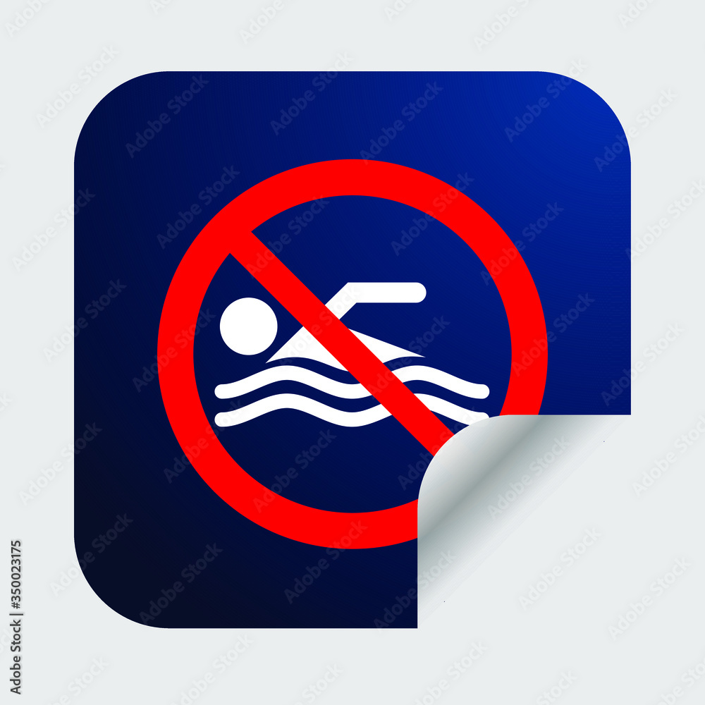 Do not swimming area, prohibited logo icon or sticker for public area ...