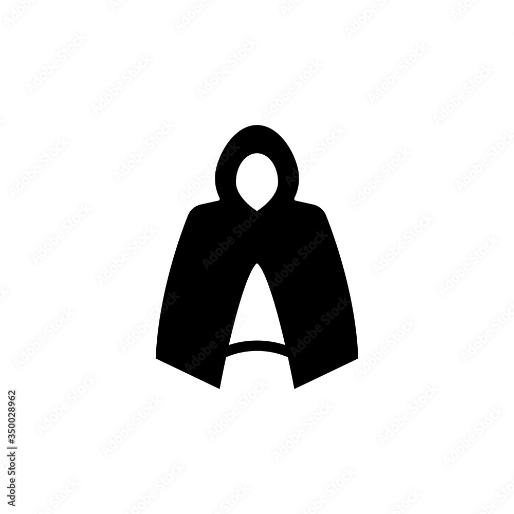 Cloak vector icon in black flat shape design isolated on white ...