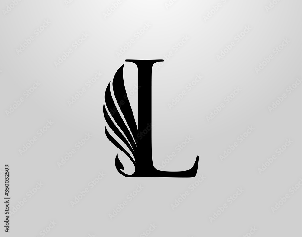 Initial L Classic Wing Logo. Heraldic L Letter Design Vector with Wing ...