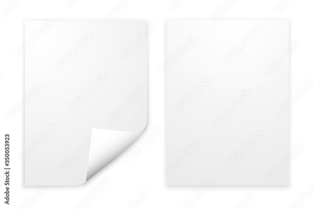 Corner of the page, paper. White sheet stickers vector. Stock Photo ...