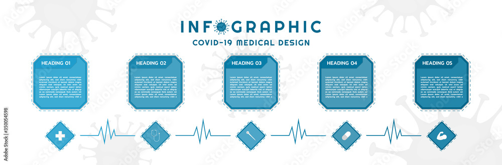 Infographic geometric octagon label design covid-19 medical concept ...