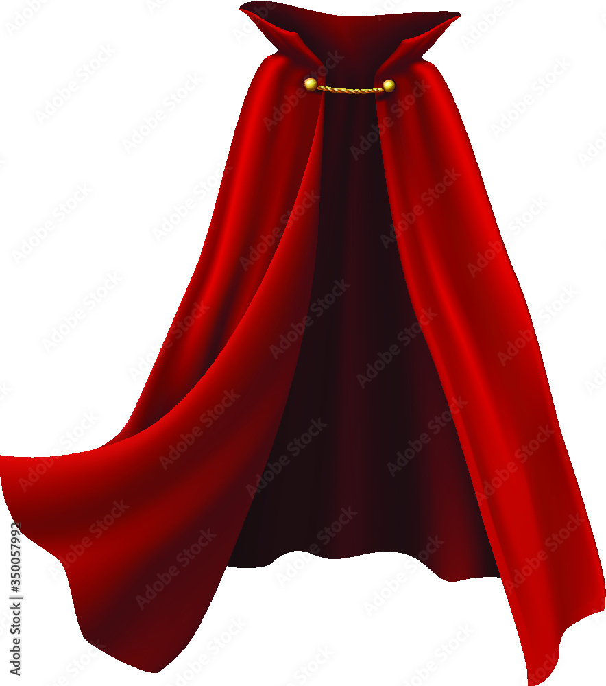 Vetor de 3d realistic cape in red with golden details. Flowing, wavy ...