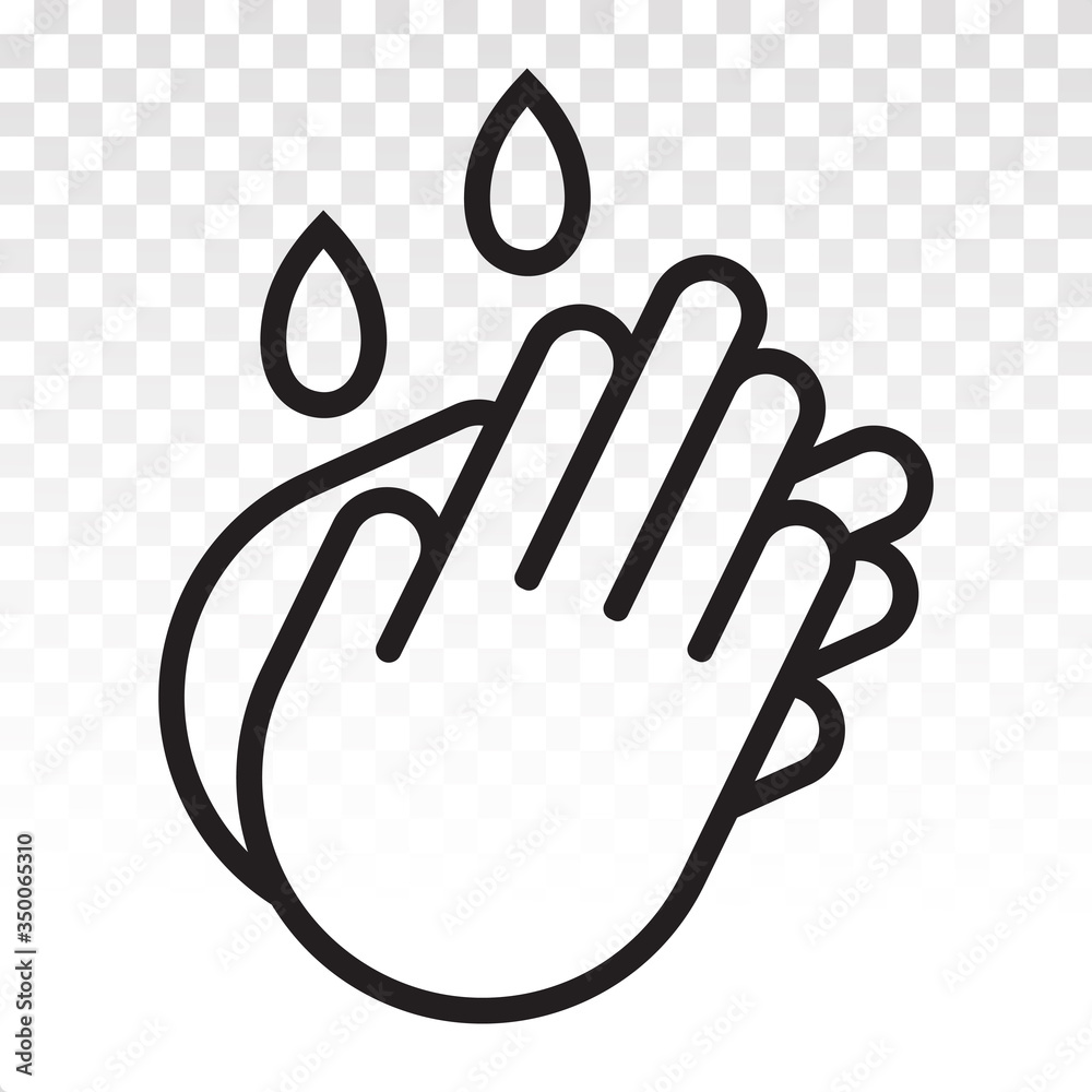 Washing hands / wash hand thoroughly with water - Line art icon on a ...