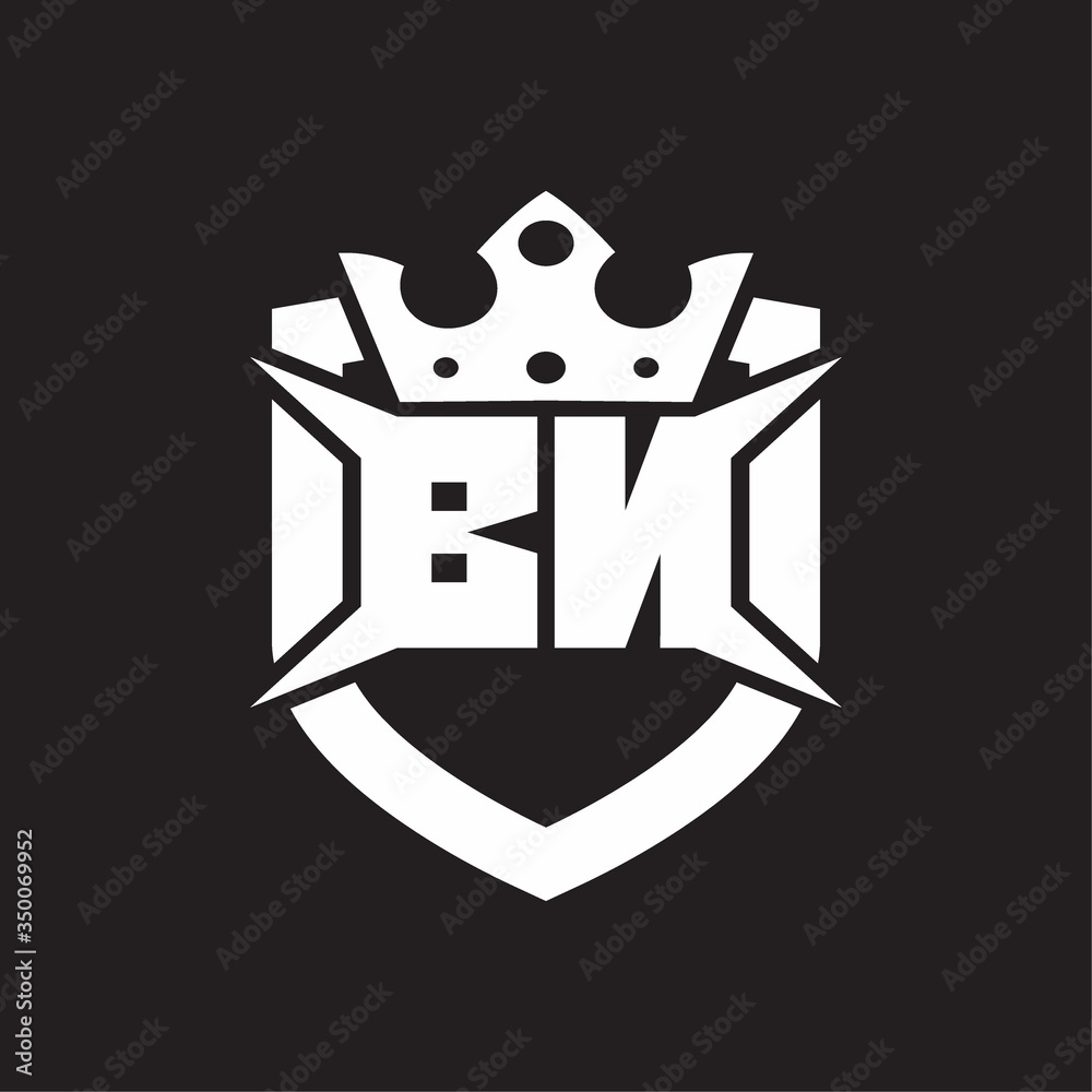 BN Logo monogram isolated with shield and crown design template Stock ...