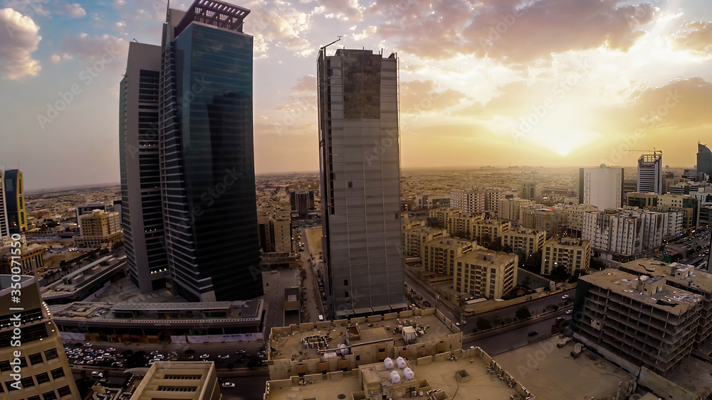 Riyadh, Saudi Arabia : Aerial view of Riyadh downtown with landscape ...