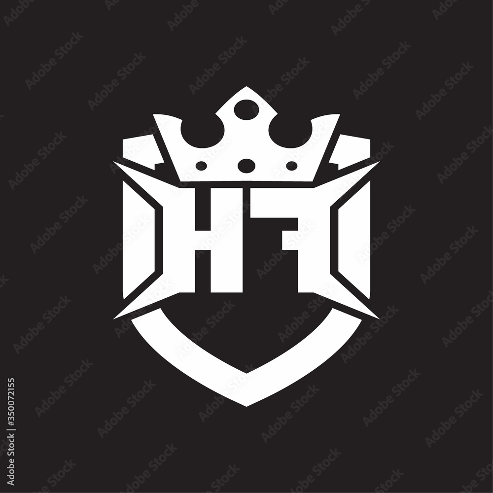 HF Logo monogram isolated with shield and crown design template Stock ...
