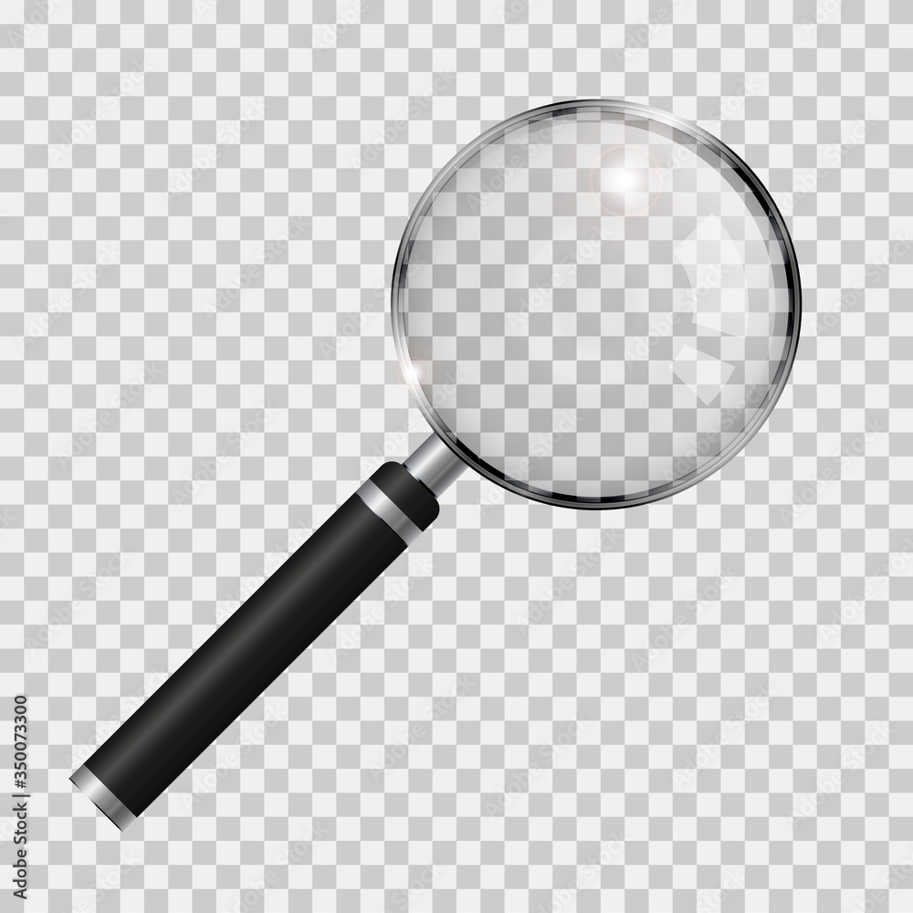 Magnifying glass realistic vector illustration. Silver magnifier ...