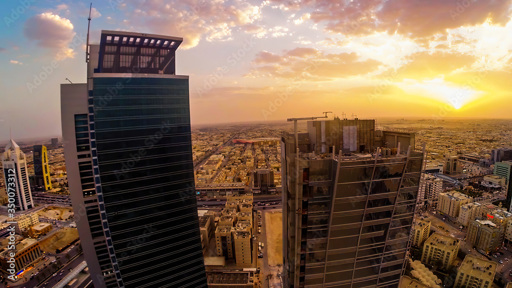 Riyadh, Saudi Arabia : Aerial view of Riyadh downtown with landscape ...