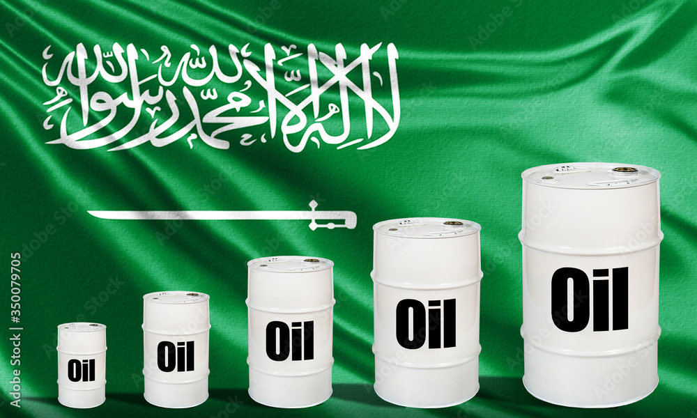 Increasing in size barrels with the inscription Oil on the background ...