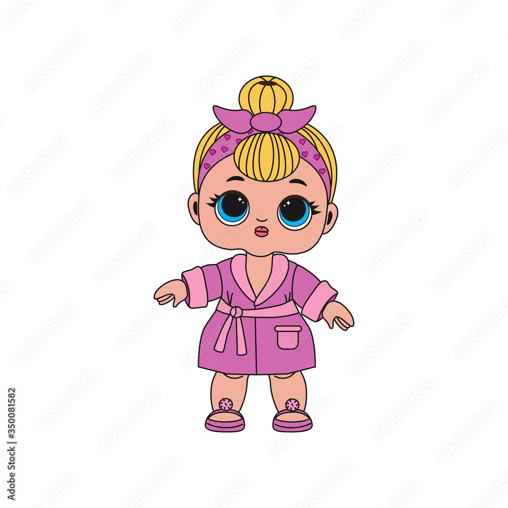 Cute Lol doll. Coloring book for kids. Color vector illustration ...