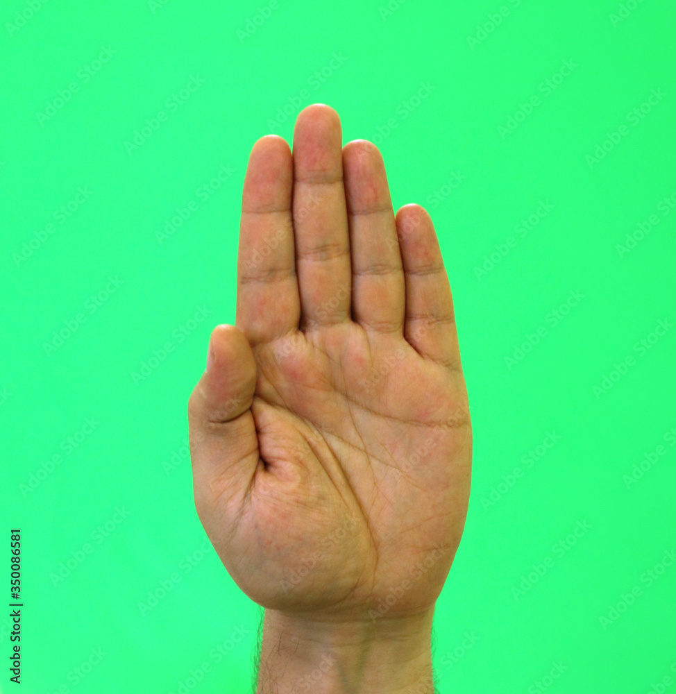 Gesture palm up fingers together. Symbol of voting, attract attention ...