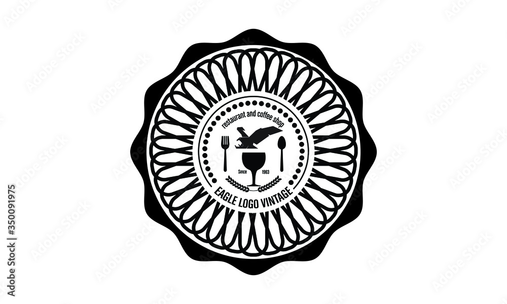 logo of the restaurant's emblem, vintage style with an eagle theme ...