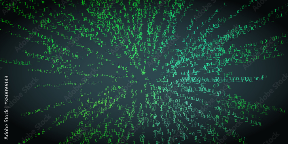Inside abstract futuristic cyberspace. Code matrix concept. Code stream ...