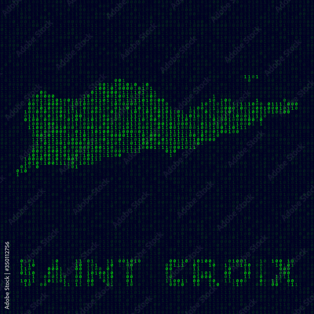Digital Saint Croix logo. Island symbol in hacker style. Binary code ...