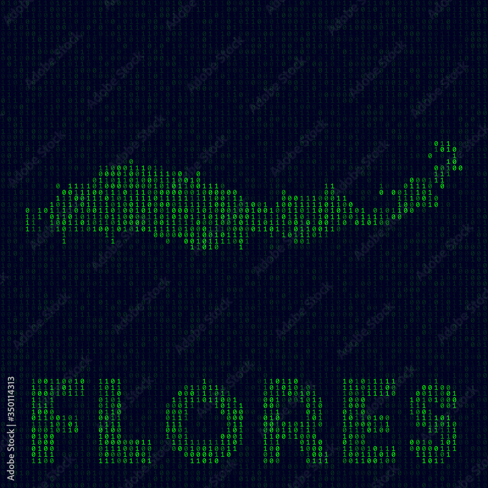 Digital Flores logo. Island symbol in hacker style. Binary code map of ...