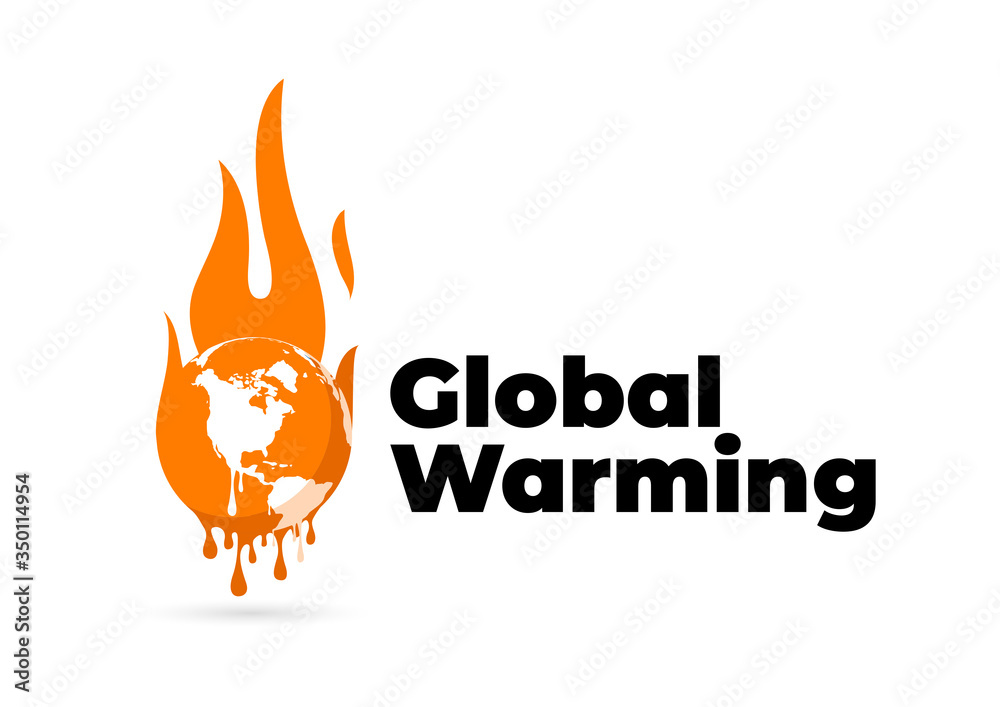 Global warming logo. Global warming, Earth globe melting. Stock Vector ...