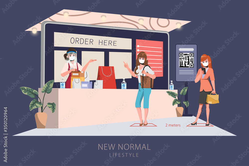 People maintain social distancing at department store. Take home ...