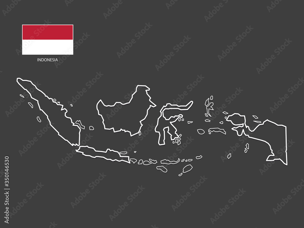 vector Indonesia map thin line style. Stock Illustration | Adobe Stock