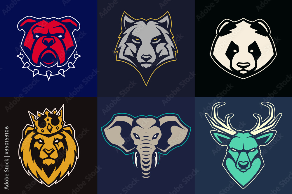 Mascot Animals Vector Set Stock Vector | Adobe Stock