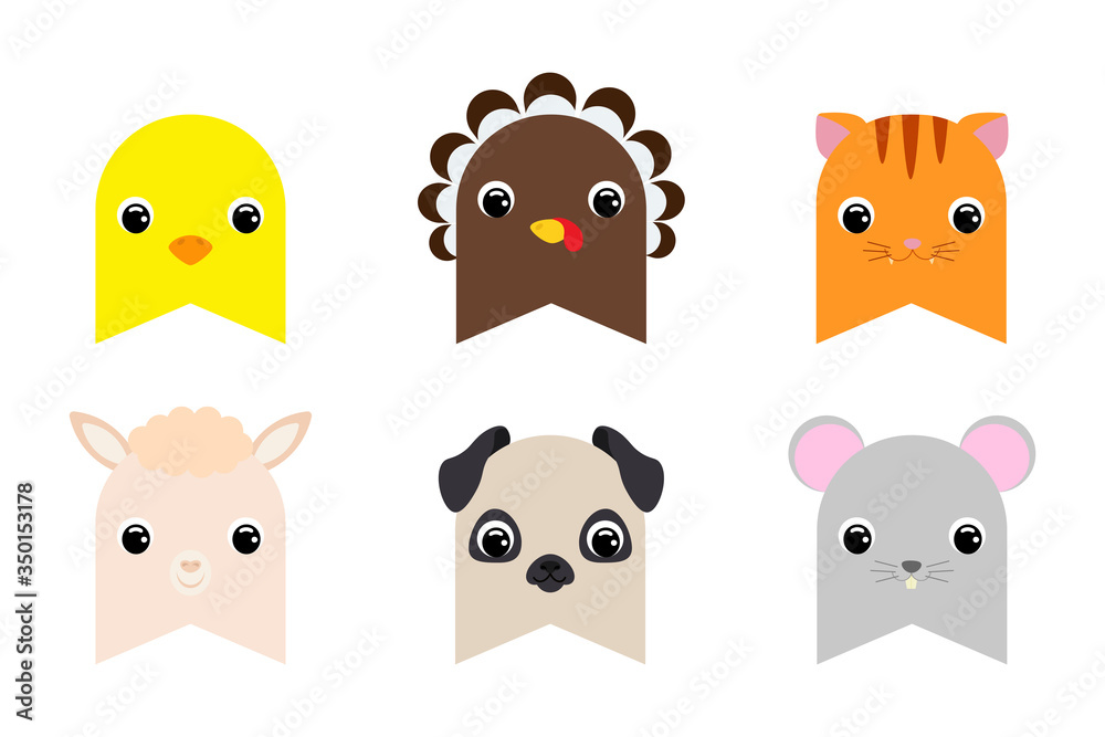 Set of clipart domestic animal flags decoration for baby shower ...