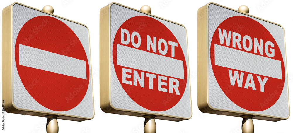 Do Not Enter or Wrong Way (one way) road sign, prohibitory traffic sign ...