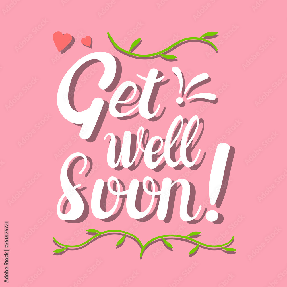 Get Well Soon card design. Hand lettering for greeting card, poster ...