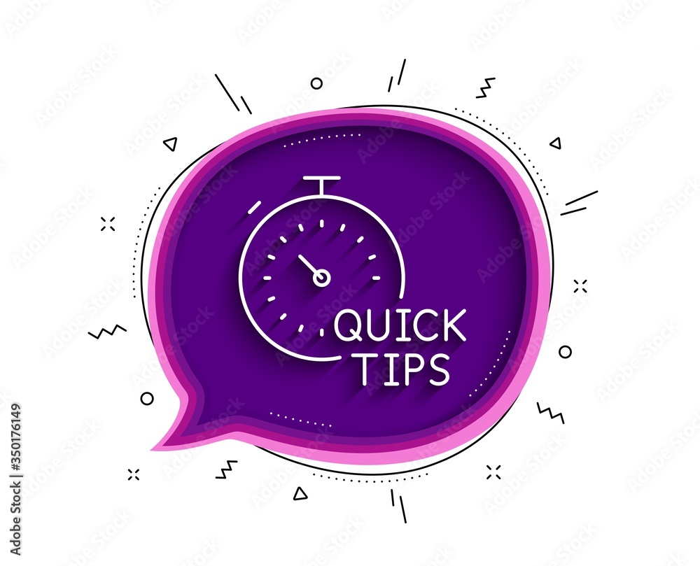 Quick tips line icon. Chat bubble with shadow. Helpful tricks sign ...