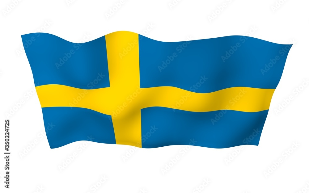 The flag of Sweden. Official state symbol of the Kingdom of Sweden. A ...