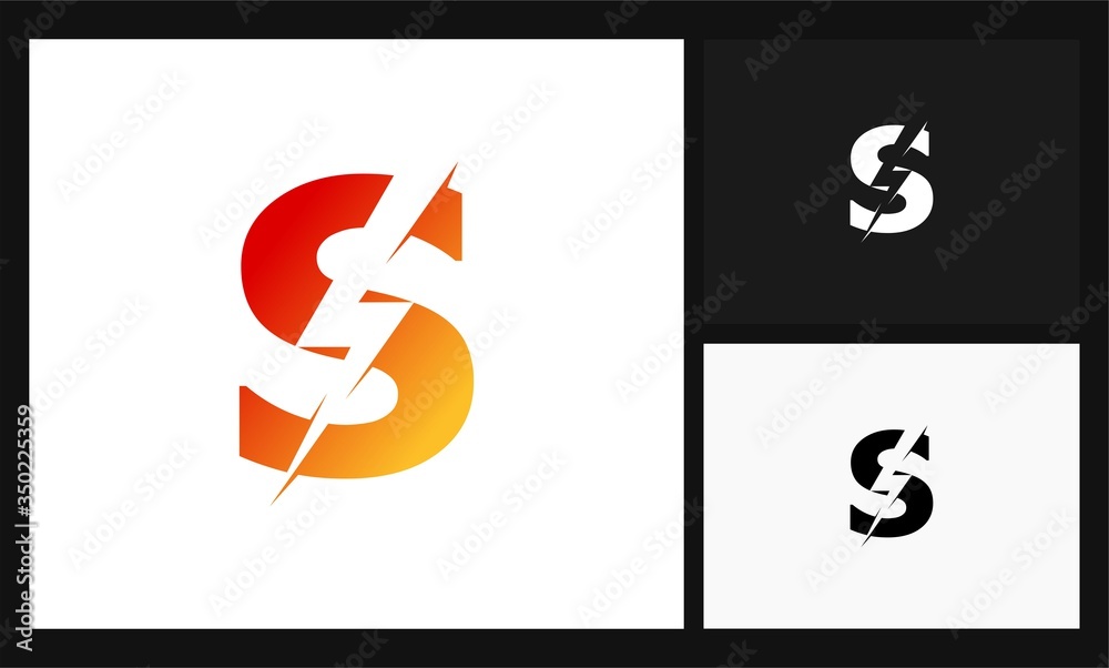 letter S lightning concept design electrical logo Stock Vector | Adobe ...