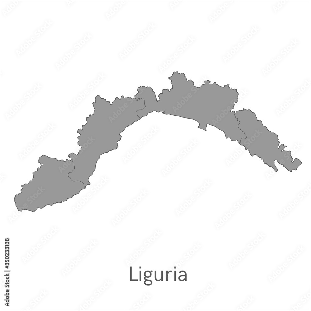 Vector illustration: administrative map of Liguria with the borders of ...