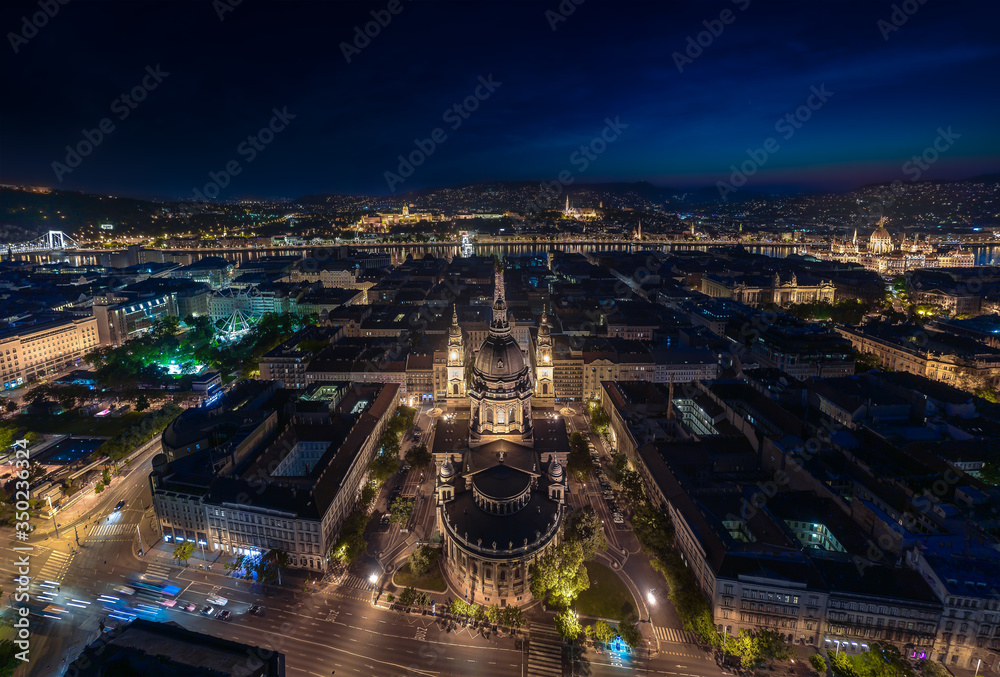 Amazing aerial cityscape about Budapest with drone. The main theme is ...
