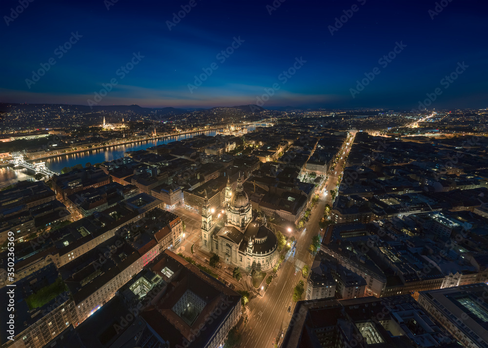 Amazing aerial cityscape about Budapest with drone. The main theme is ...