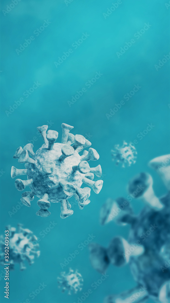 3d illustration, concept with microscopic bacteria and viruses ...