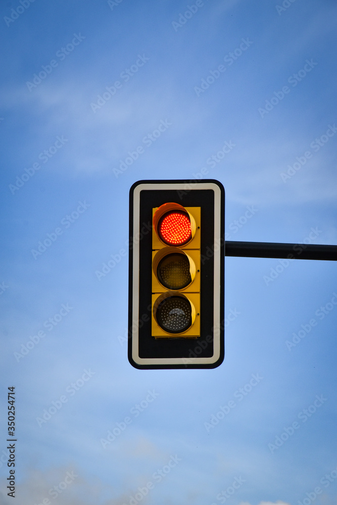 traffic light with sky background with clouds, in red phase Stock Photo ...