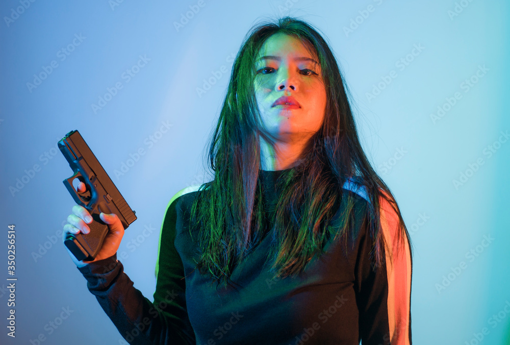 edgy cinematic portrait of young attractive and dangerous special agent ...