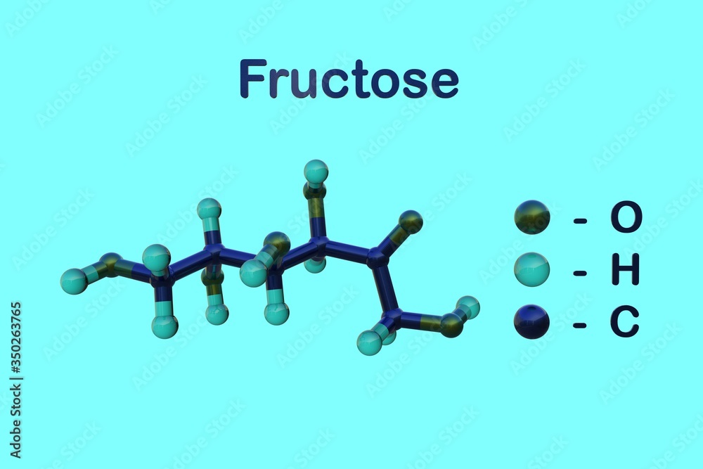 Molecular structure of fructose or fruit sugar, a simple ketonic ...