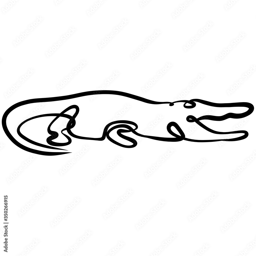 crocodile with open mouth, one line creative pattern Stock Illustration ...