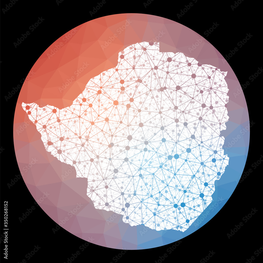 Vector network Zimbabwe map. Map of the country with low poly ...